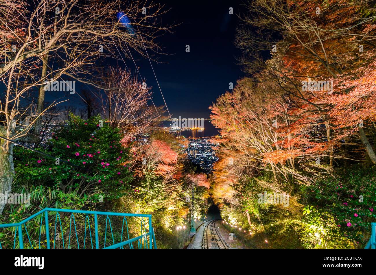 Aerial view of Kobe City from Mount Maya in Autumn season, Japan Stock ...