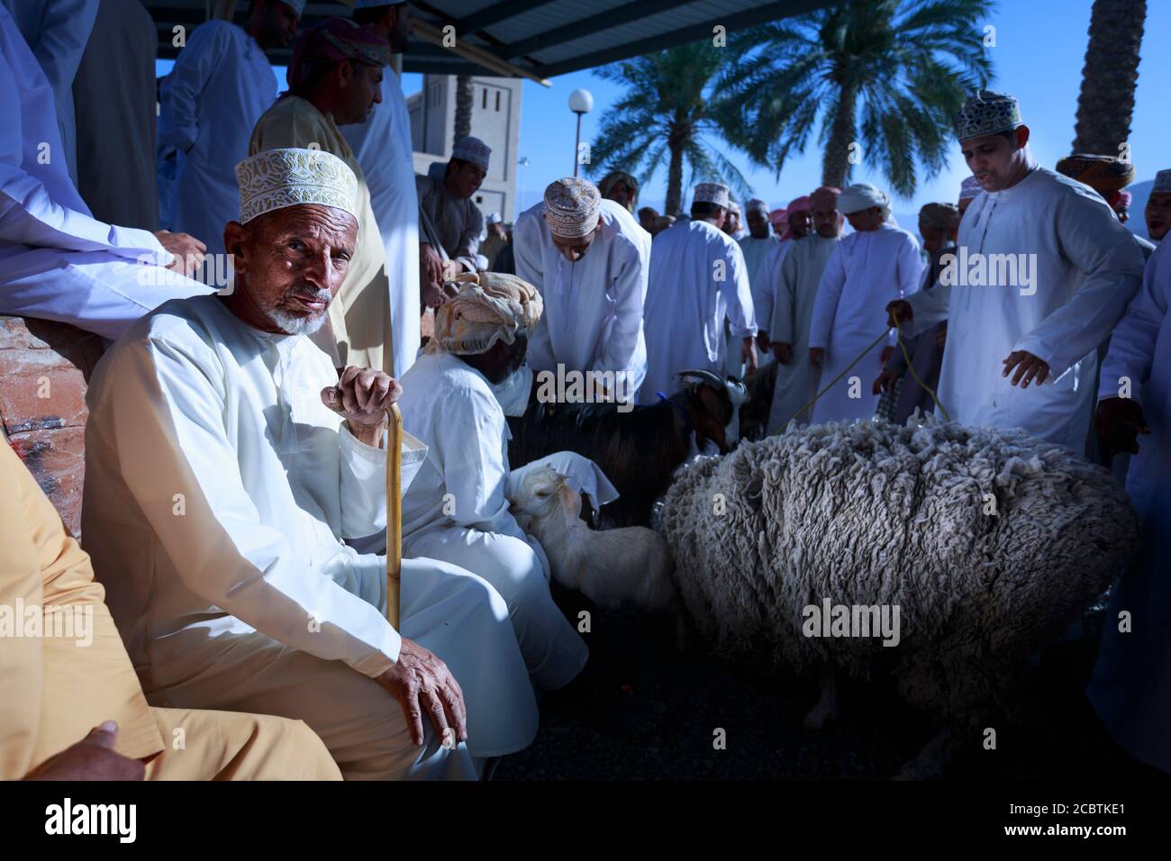 Nizwa Friday markets busy goat auction Stock Photo - Alamy