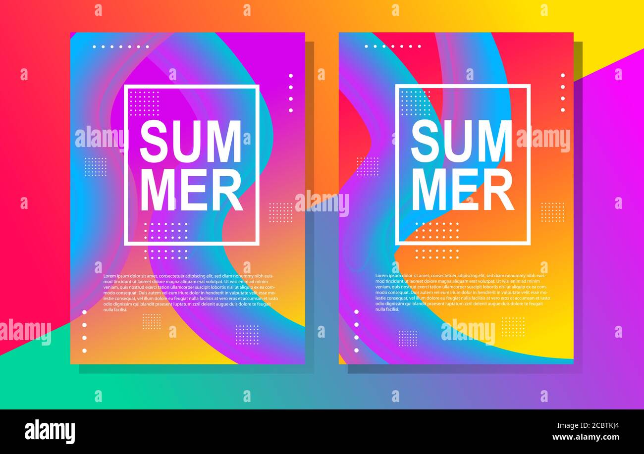 Summer bright party poster wiht colorful liquid form. Club night flyer ...