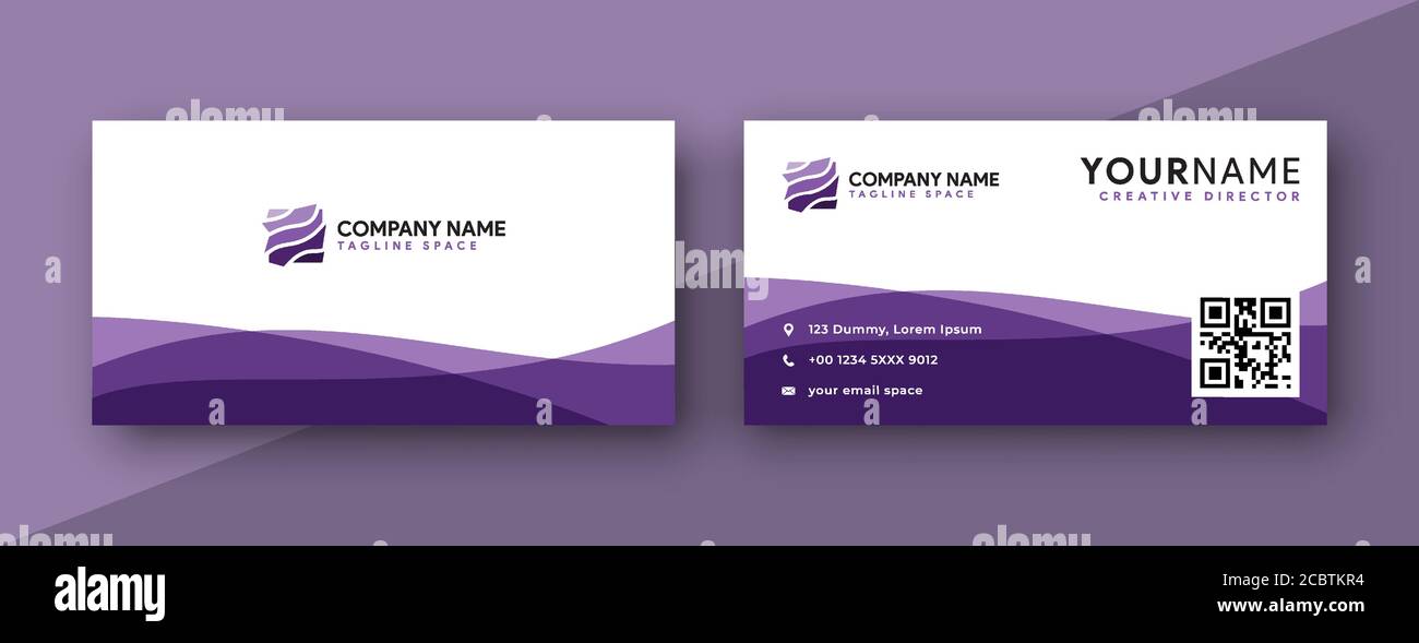 business card template , business card design with purple color ...