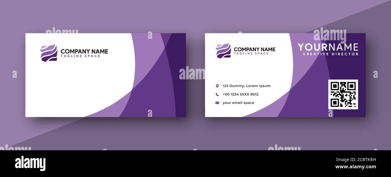 business card template , business card design with purple color ...