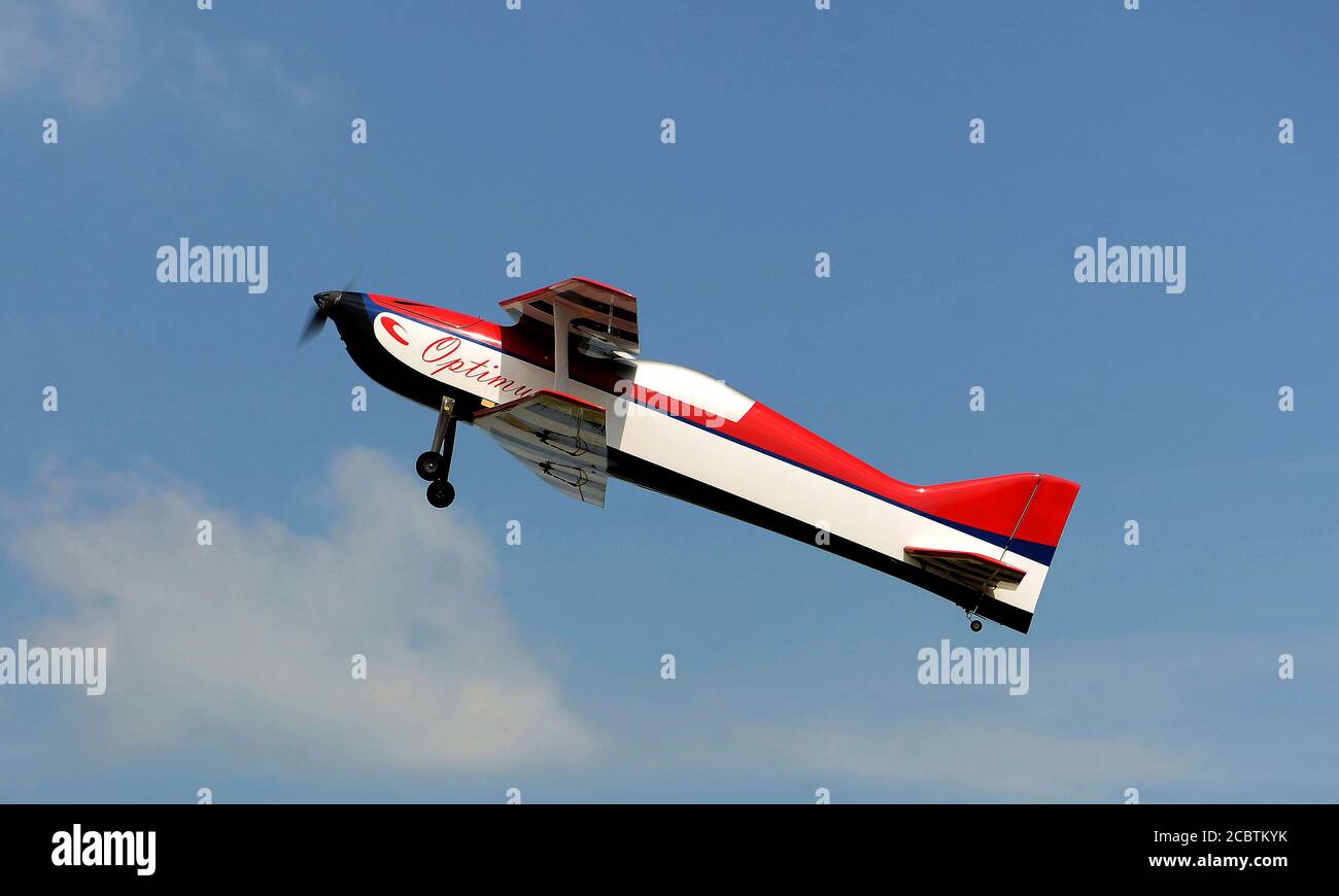 A close up of a model airplane in flight at the Budapest University of ...
