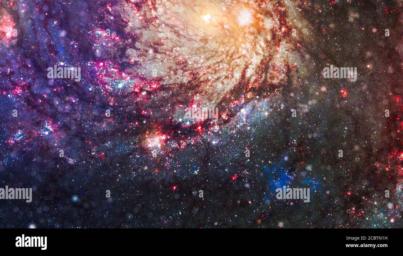 Stars of a planet and galaxy in a free space. Abstract astronomical ...