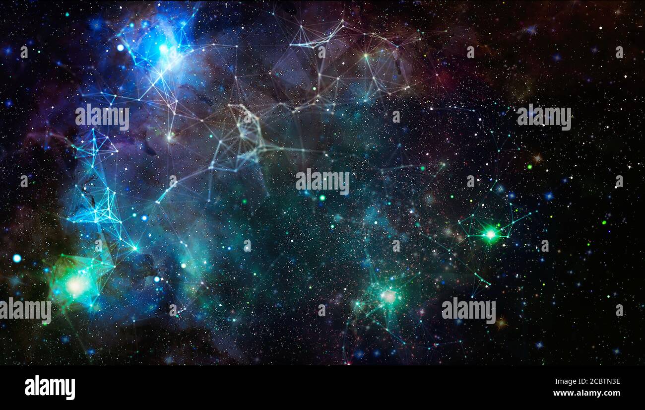 Giant glowing nebula. Space background with red nebula and stars ...