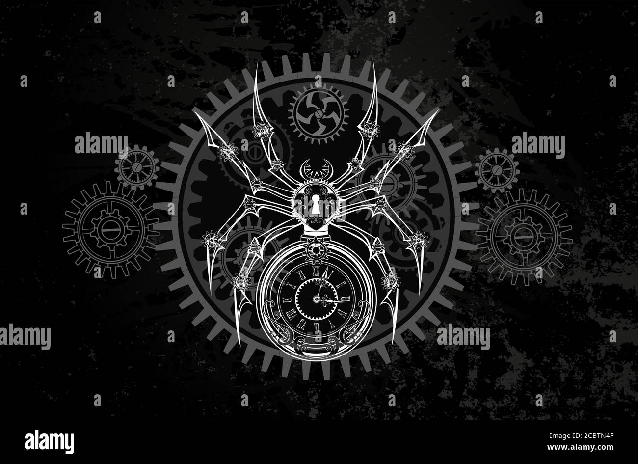 Contour, white, contour, schematic, mechanical spider with dial and ...