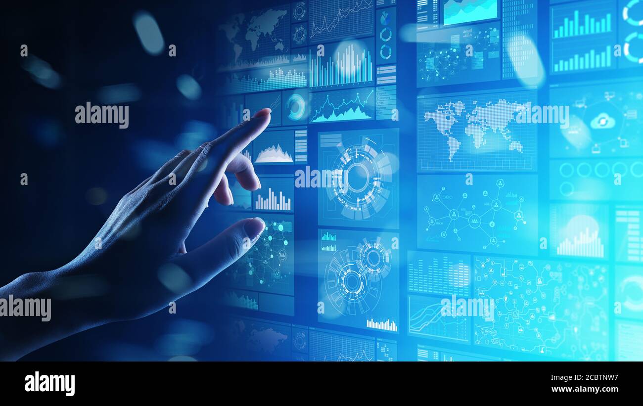 Applications icons on virtual screen, technology, development ...