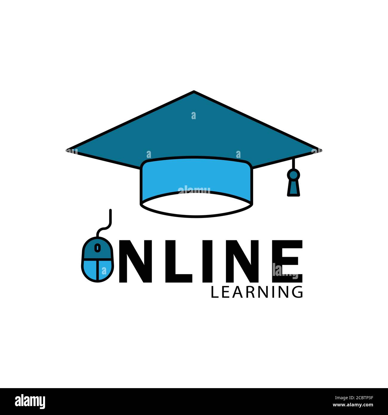 Online learning flat symbol with writing. Design template vector Stock ...