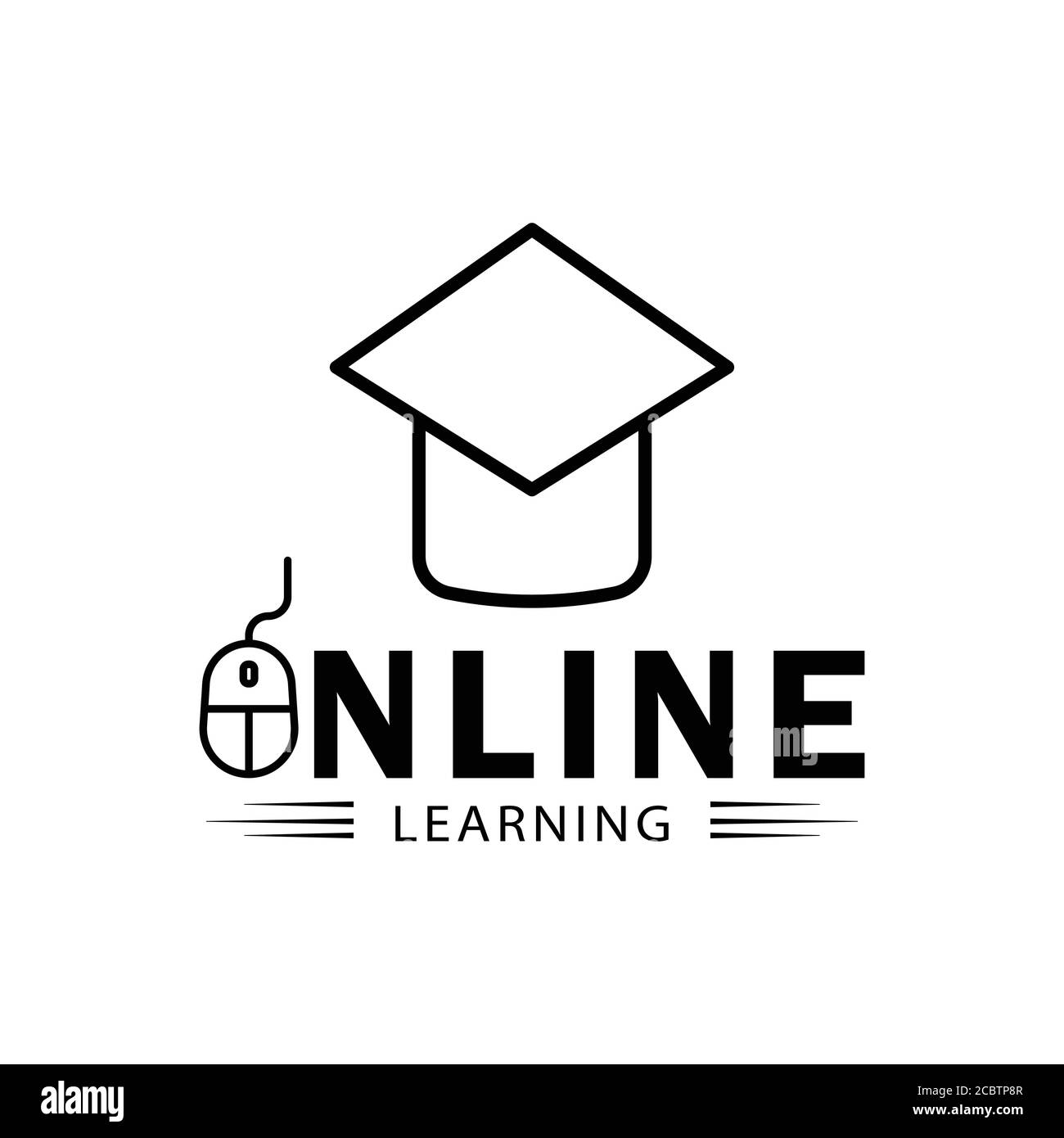 Online learning line symbol with writing. Design template vector Stock ...