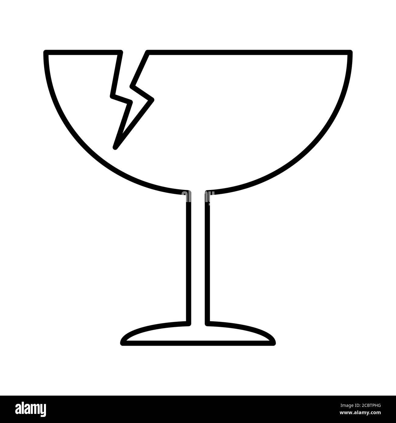 Fragile flat icon with crack isolated on white background. Fragile ...