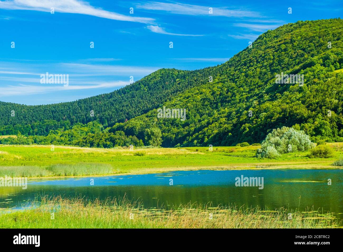 Beautiful nature, green landscape in Lika region on Svica lake, Croatia ...