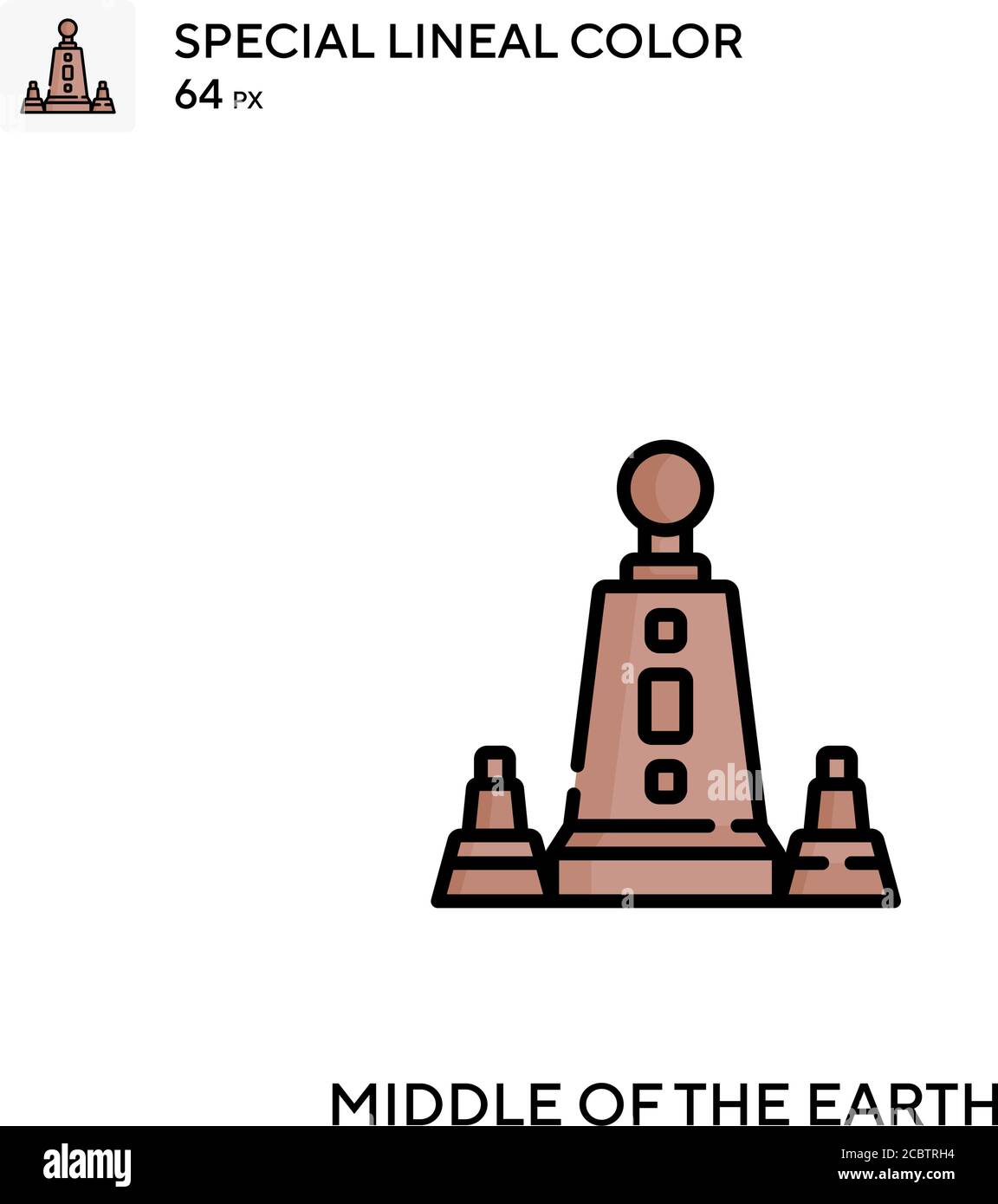 Middle of the earth Special lineal color vector icon. Middle of the ...