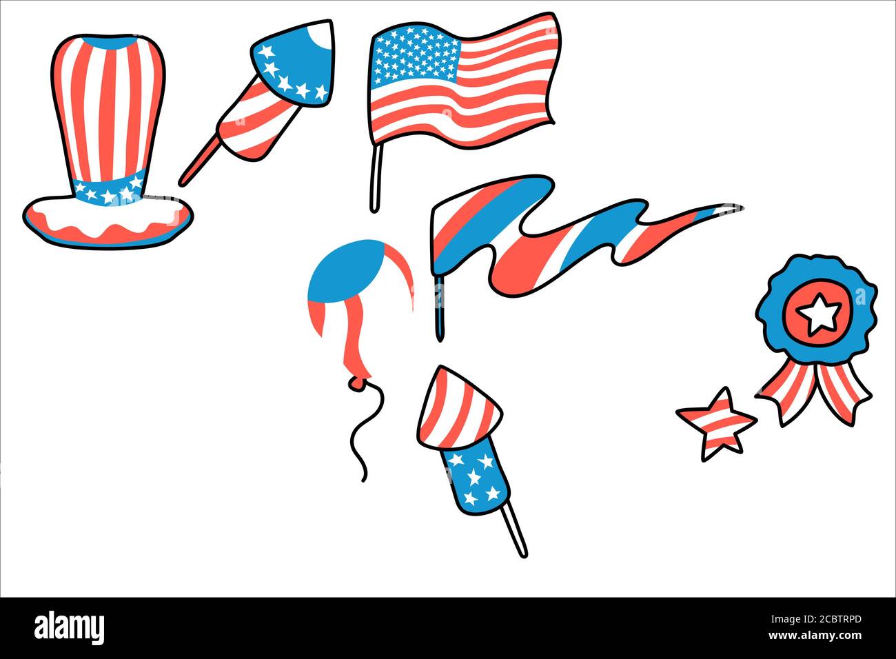American flag vector clipart set for USA Independence Day. 4 July ...