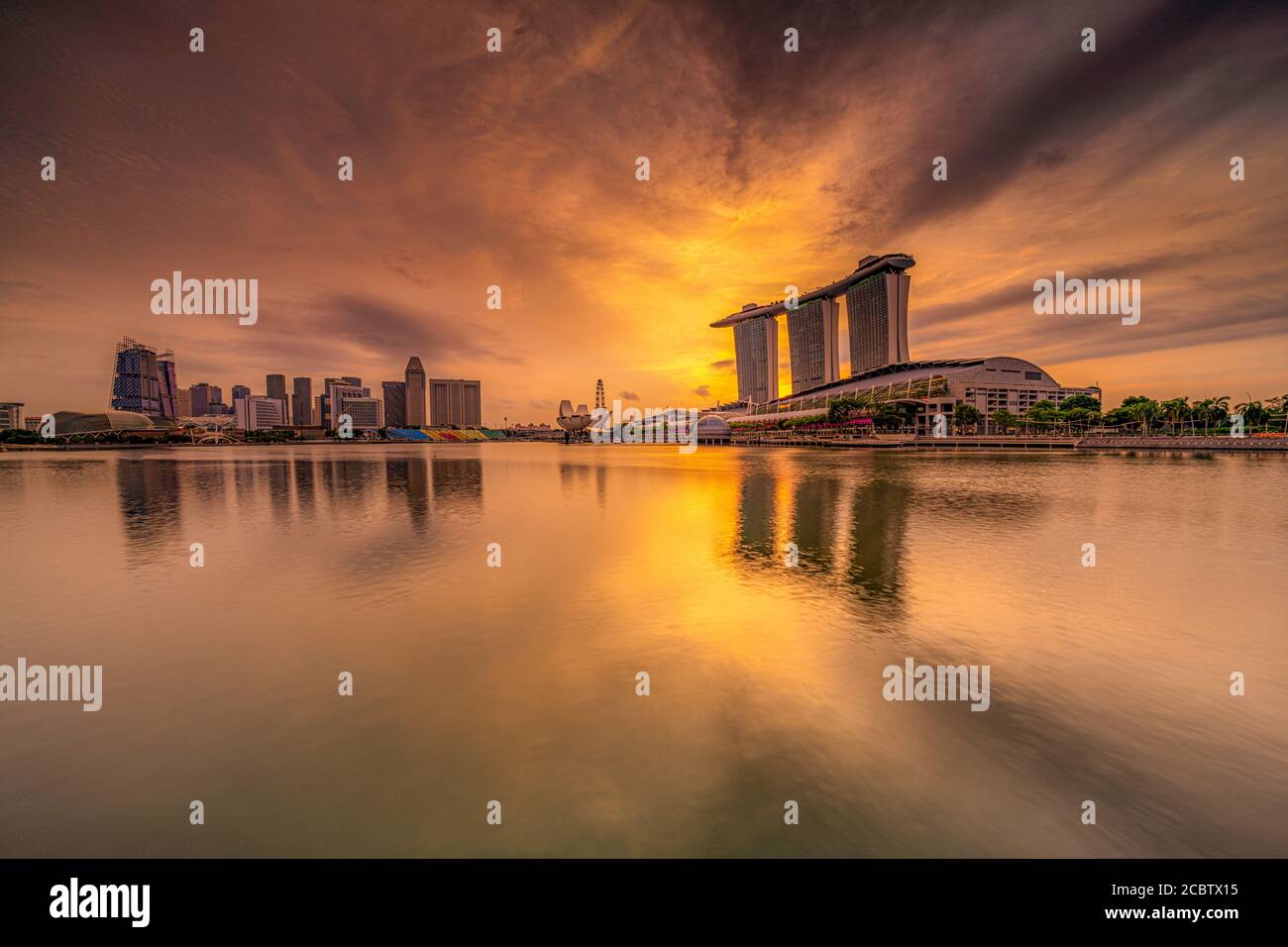 Panoramic view of Marina Bay Sands, Flyer, Gardens by the Bay ...