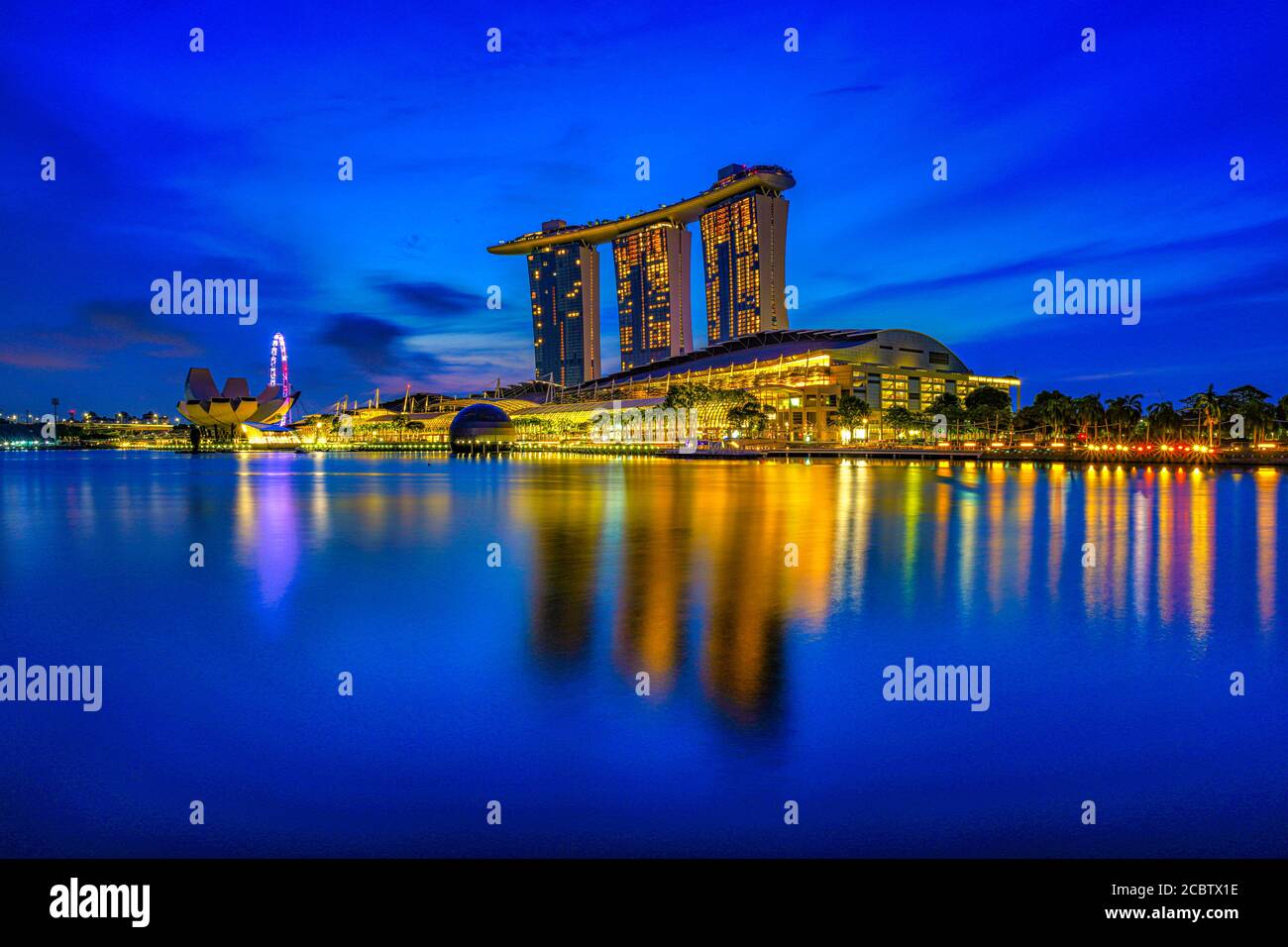 Panoramic view of Marina Bay Sands, Flyer, Gardens by the Bay ...