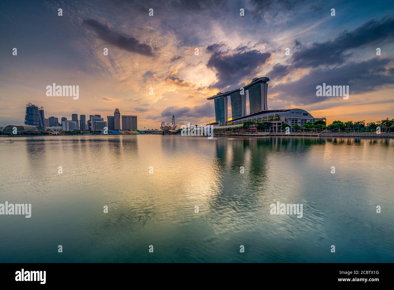 Panoramic view of Marina Bay Sands, Flyer, Gardens by the Bay ...