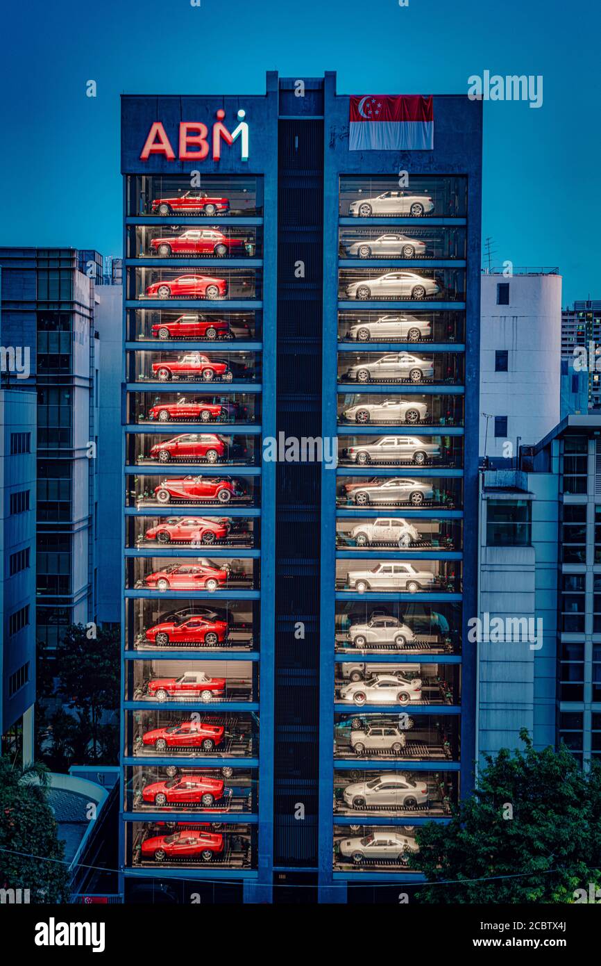World's largest luxury car vending machine displays red & white cars ...