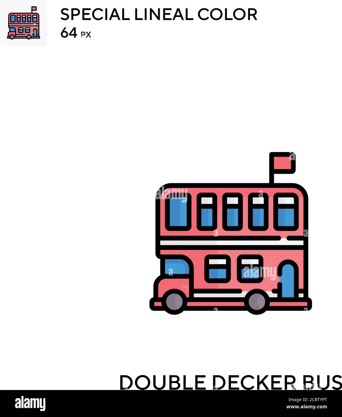 Double decker bus Special lineal color vector icon. Double decker bus ...