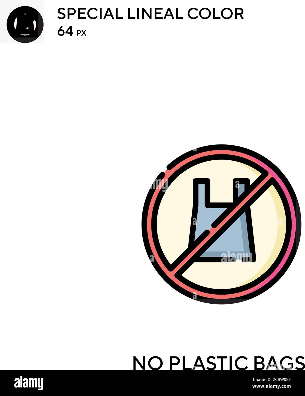 No plastic bags Special lineal color vector icon. No plastic bags icons ...