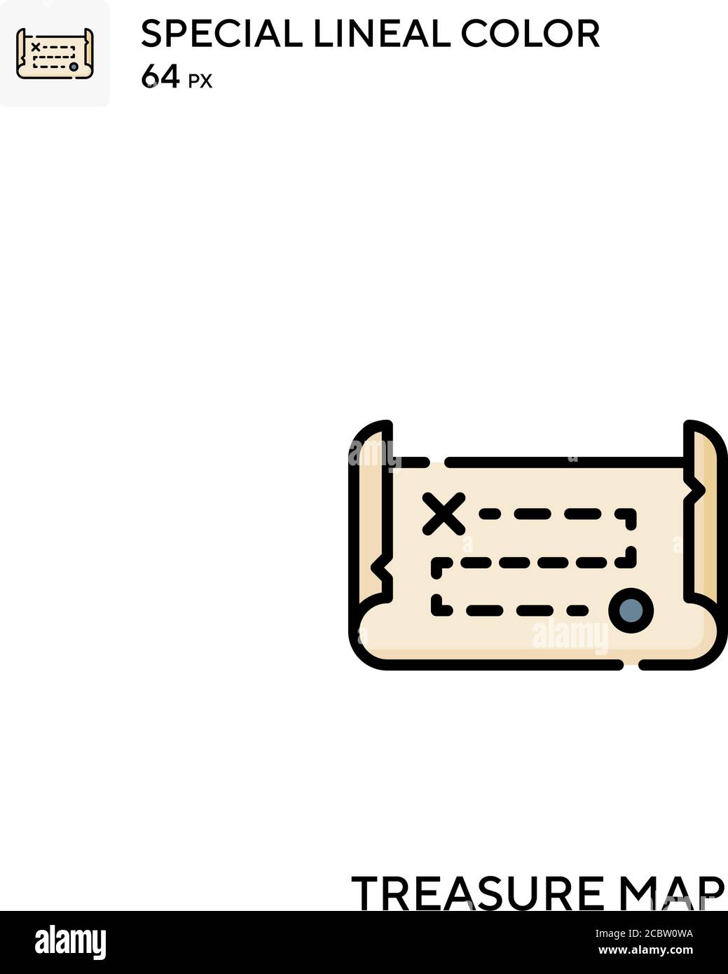 Treasure map Special lineal color vector icon. Treasure map icons for ...