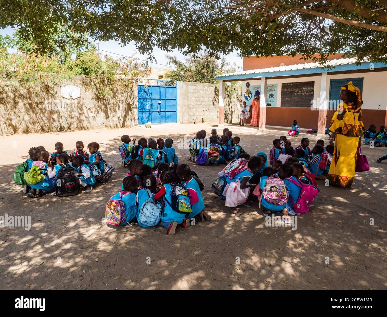 Senegal, Africa - Jan 2019: Senegalese children eat at school together ...