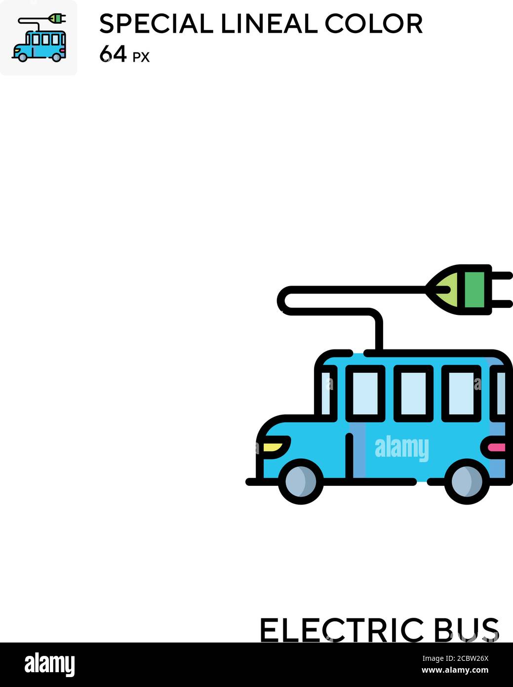 Electric bus Special lineal color vector icon. Electric bus icons for ...