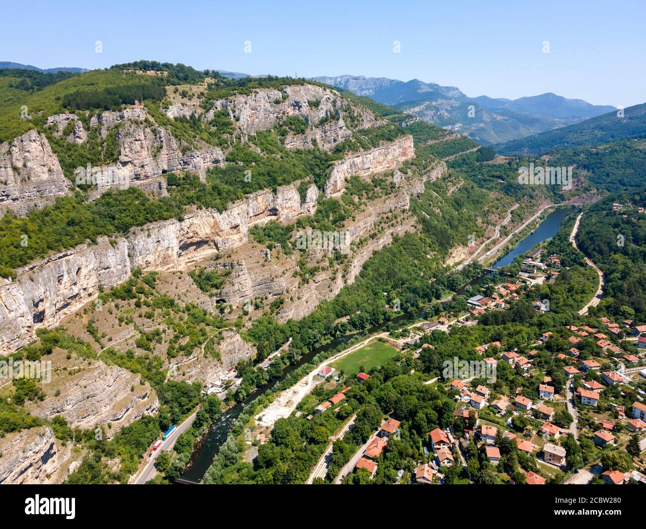 Aerial view of Iskar river Gorge, Balkan Mountains, Bulgaria Stock ...