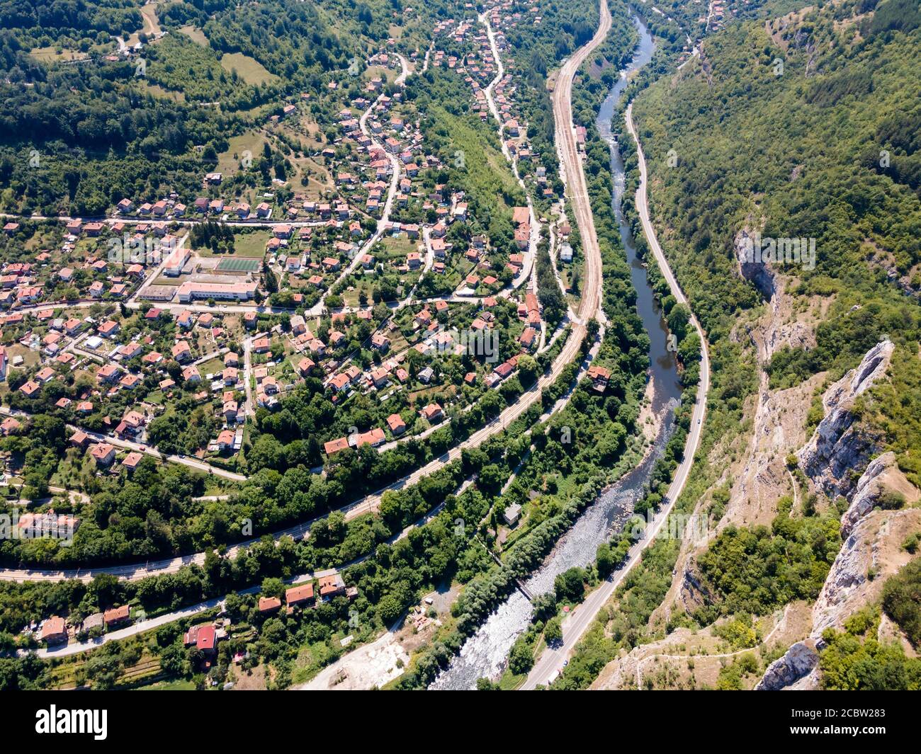 Aerial view of Iskar river Gorge, Balkan Mountains, Bulgaria Stock ...
