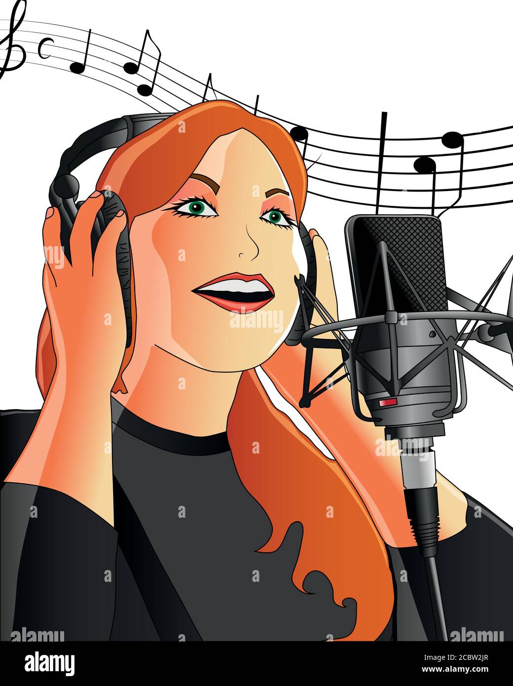 Singer in music recording studio Stock Vector Images - Alamy