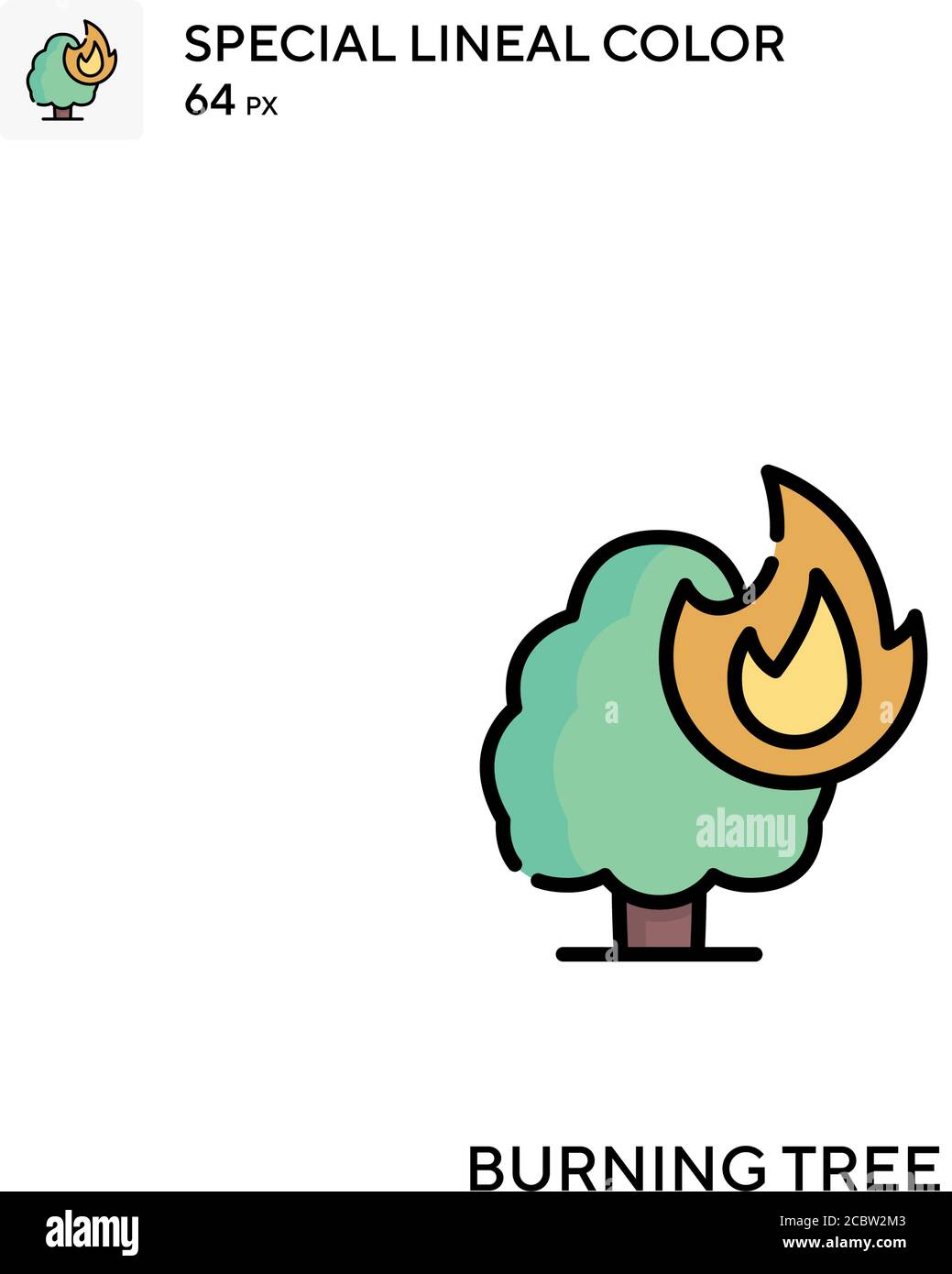 Burning tree Special lineal color vector icon. Burning tree icons for ...