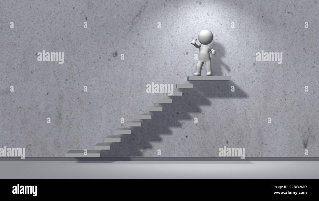 Stair steps with 3D people - abstract illustration with shadow against ...