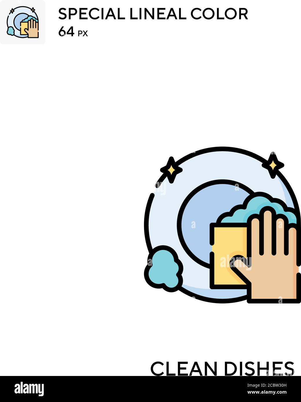 Clean dishes Special lineal color vector icon. Clean dishes icons for ...