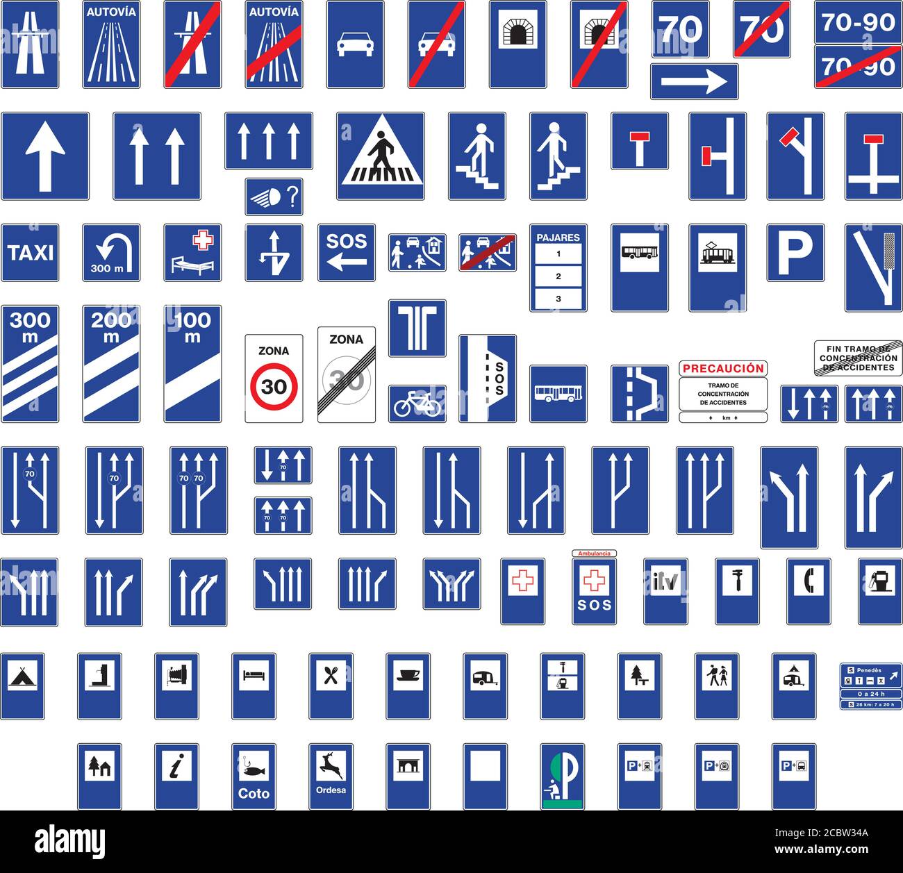 set of isolated spanish indication traffic signs Stock Vector Image ...