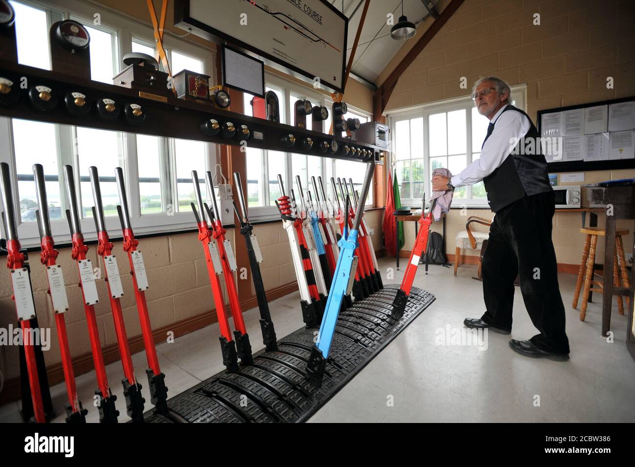 Signalman Richard Etherton at Cheltenham Station. Gloucestershire ...