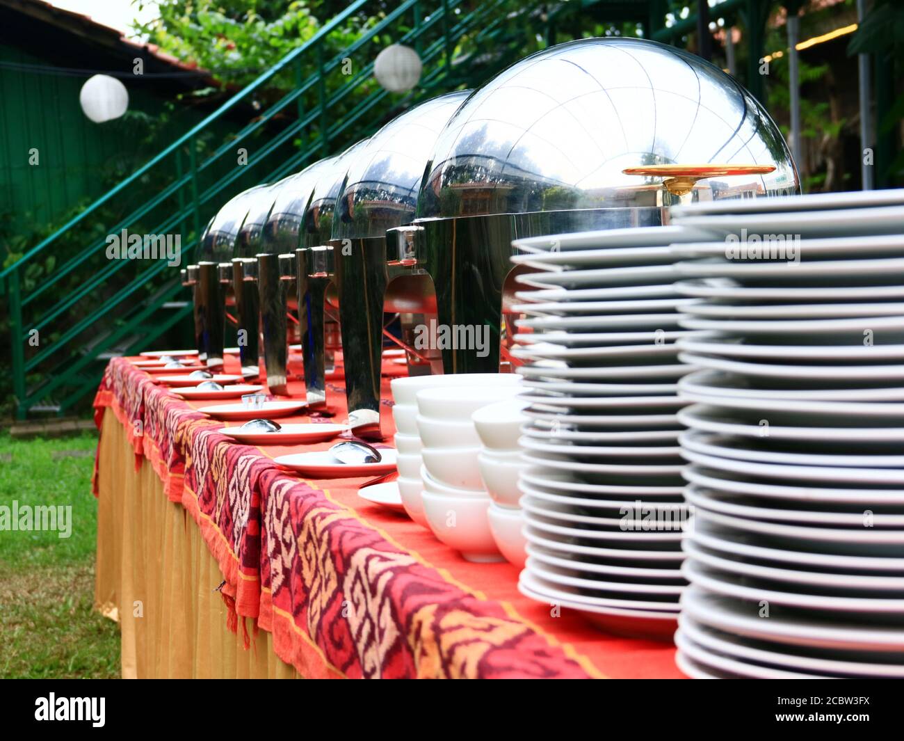 Buffet party in the park Stock Photo - Alamy