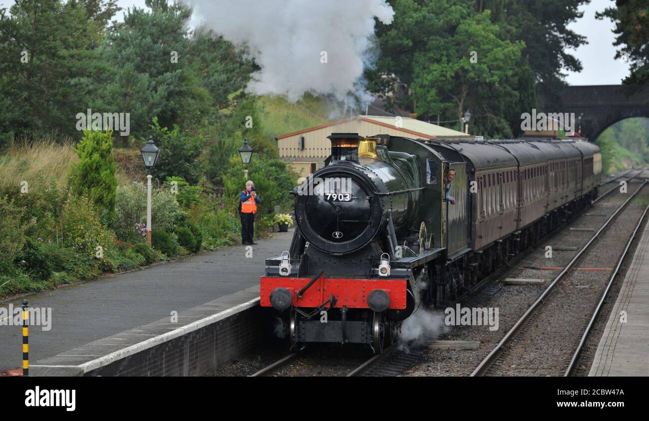The Engine pulls out of Cheltenham Station. Gloucestershire ...