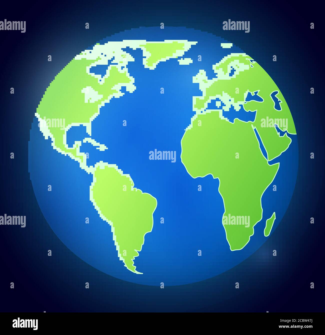 Beautiful illustration with shiny planet earth on dark background Stock ...