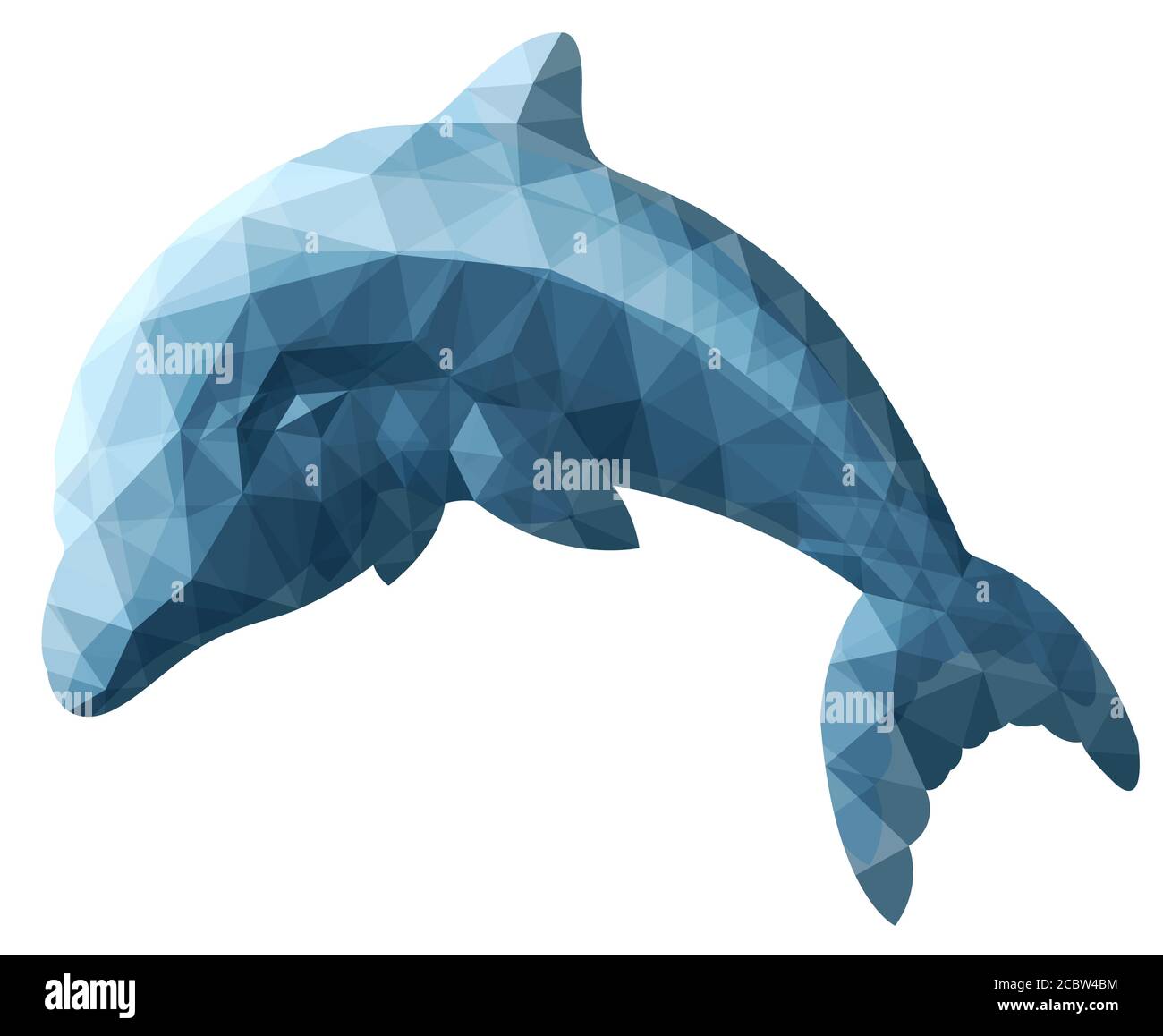 Beautiful low poly art with stylized dolphin on white background Stock ...