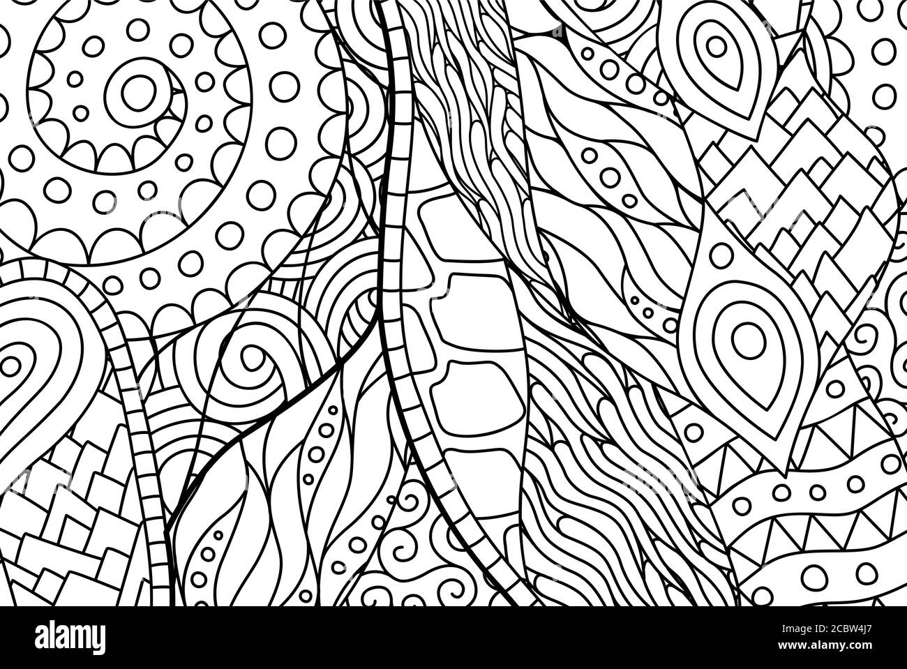 Beautiful black and white rectangle abstract coloring book page Stock ...