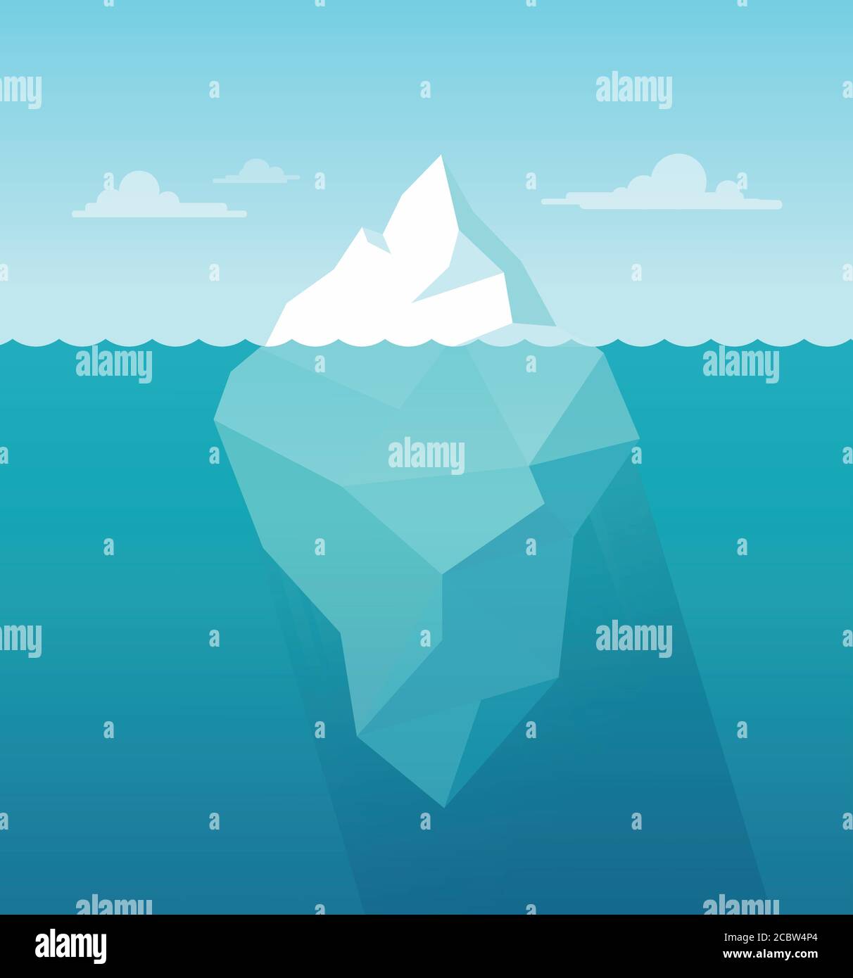Cartoon iceberg background. Iceberg underwater view. Vector Stock ...