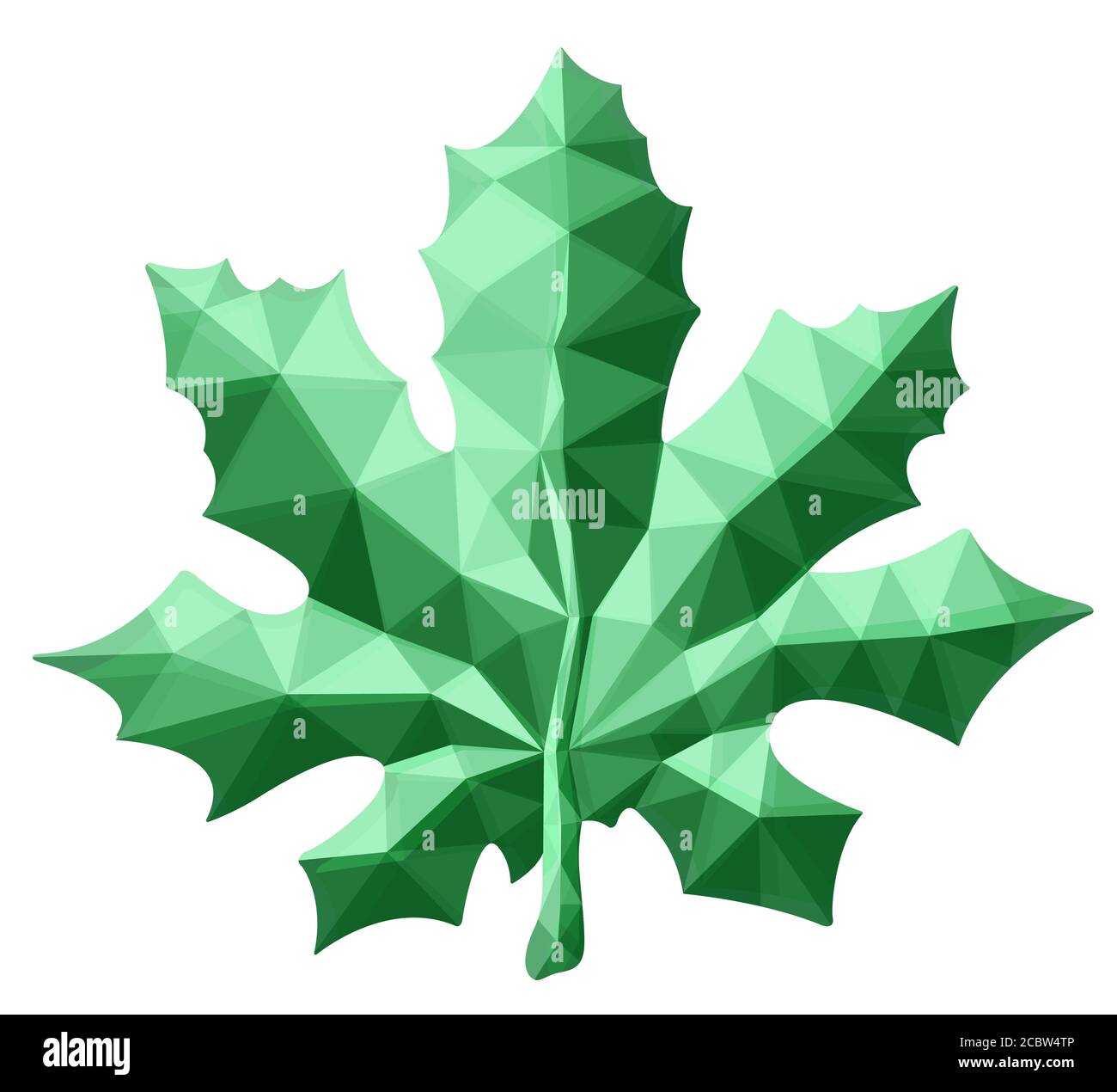 Beautiful low poly art with green maple leaf on white background Stock ...
