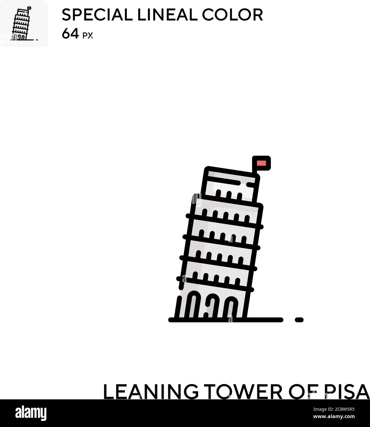 Leaning tower of pisa Special lineal color vector icon. Leaning tower ...