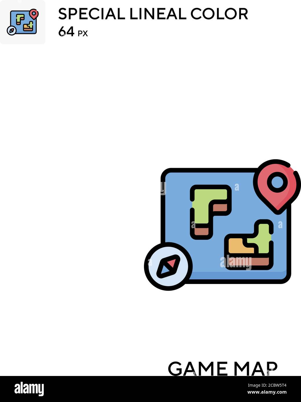 Game Map Special Lineal Color Vector Icon. Game Map Icons For Your