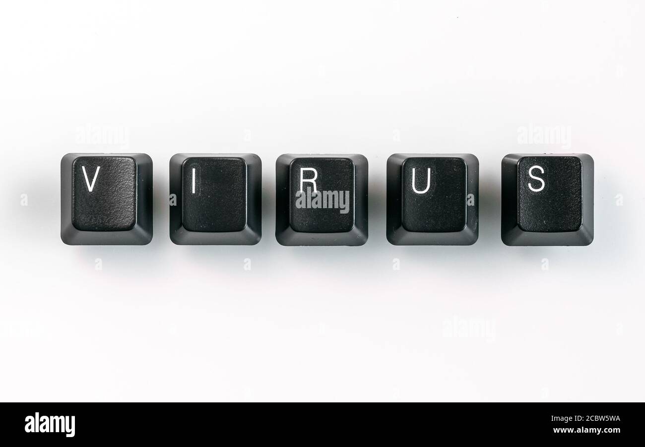 Computer keyboard keys spelling Virus, isolated on white background Stock Photo - Alamy