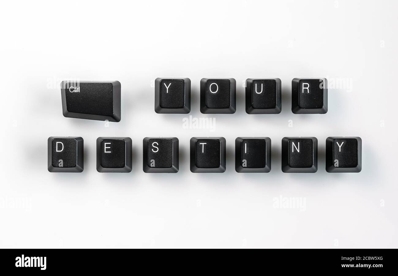 Computer keyboard keys spelling Control Your Destiny, isolated on white ...