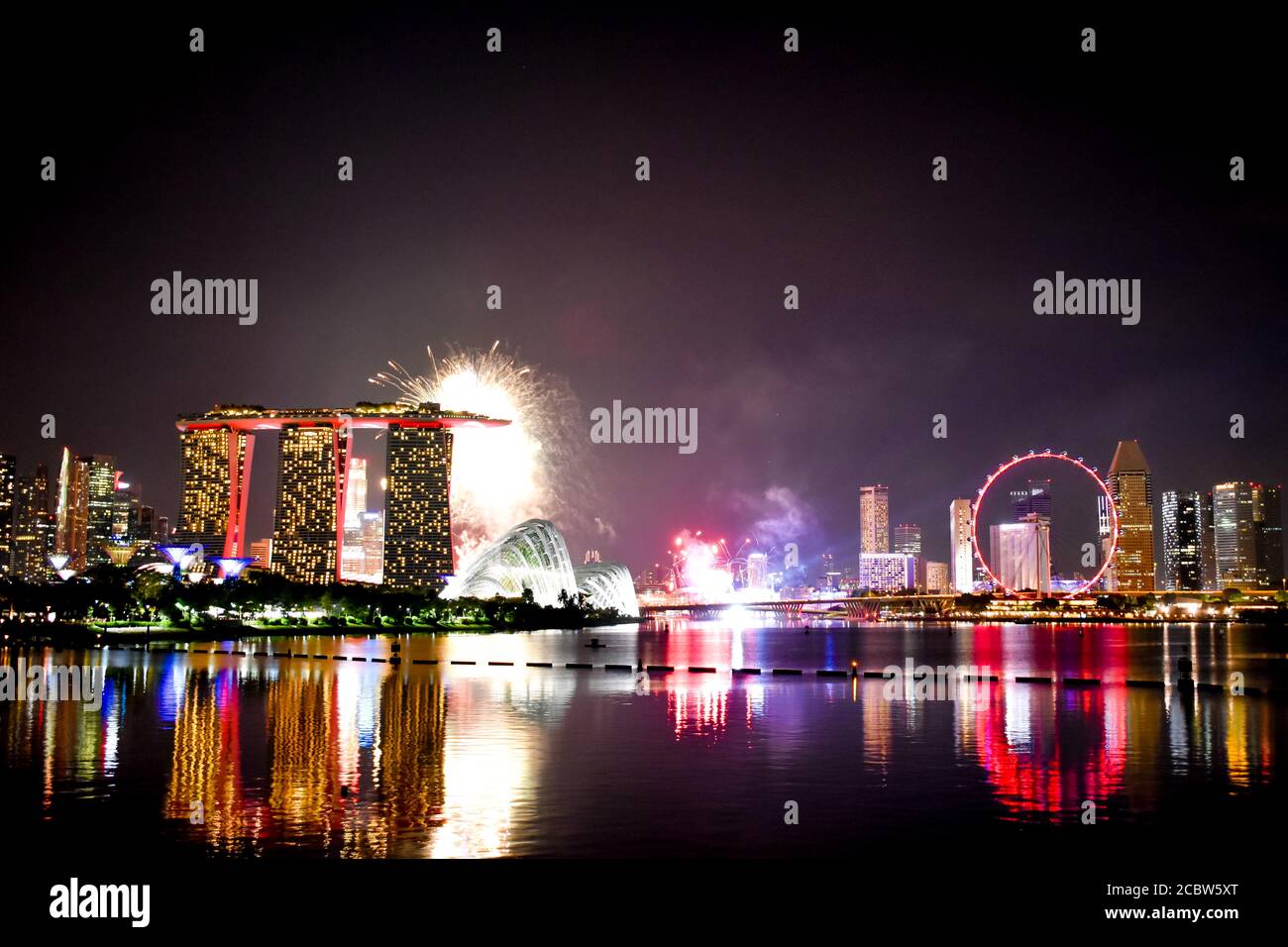 National day celebration at marina bay singapore hi-res stock ...