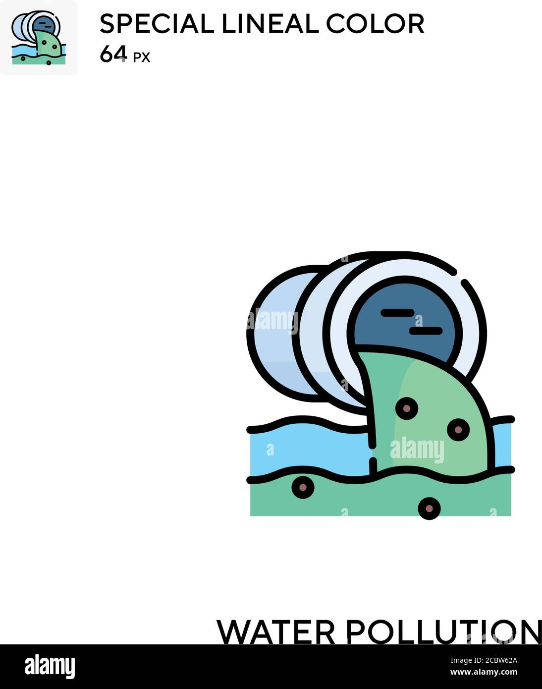 Water pollution Special lineal color vector icon. Water pollution icons ...
