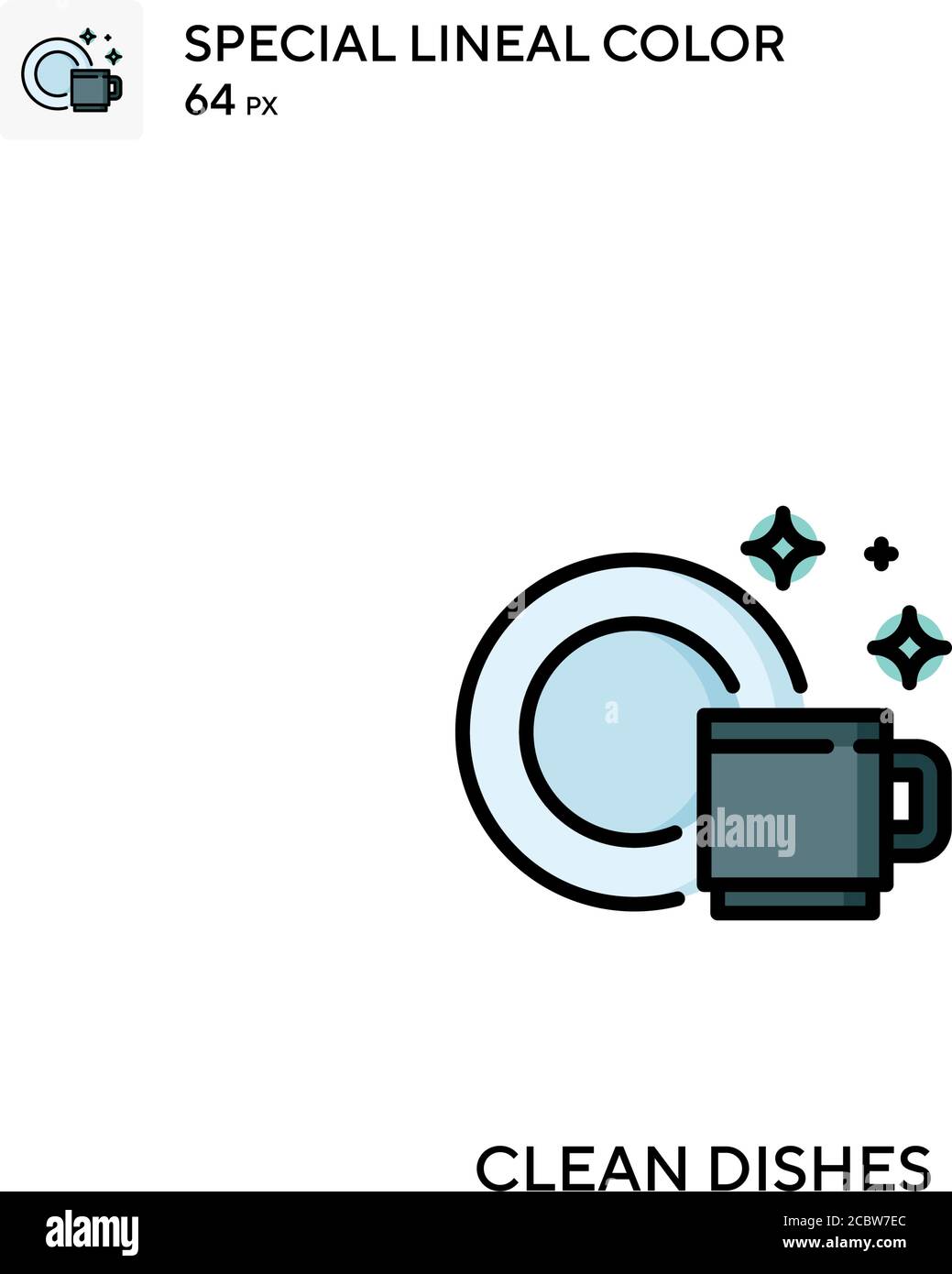 Clean dishes Special lineal color vector icon. Clean dishes icons for ...