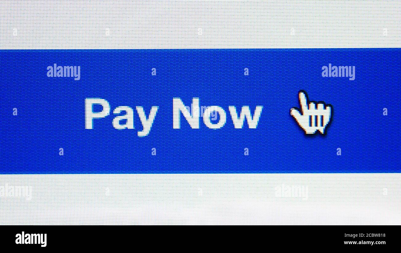 Smartphone screenshot display of PAY NOW text on white background Stock ...