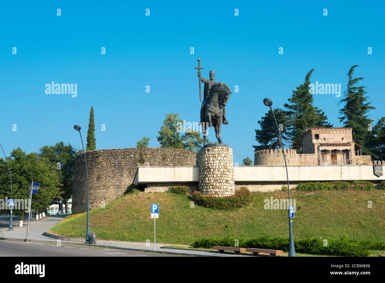 Telavi, Georgia - Statue of Heraclius II at Telavi castle (Batonis ...