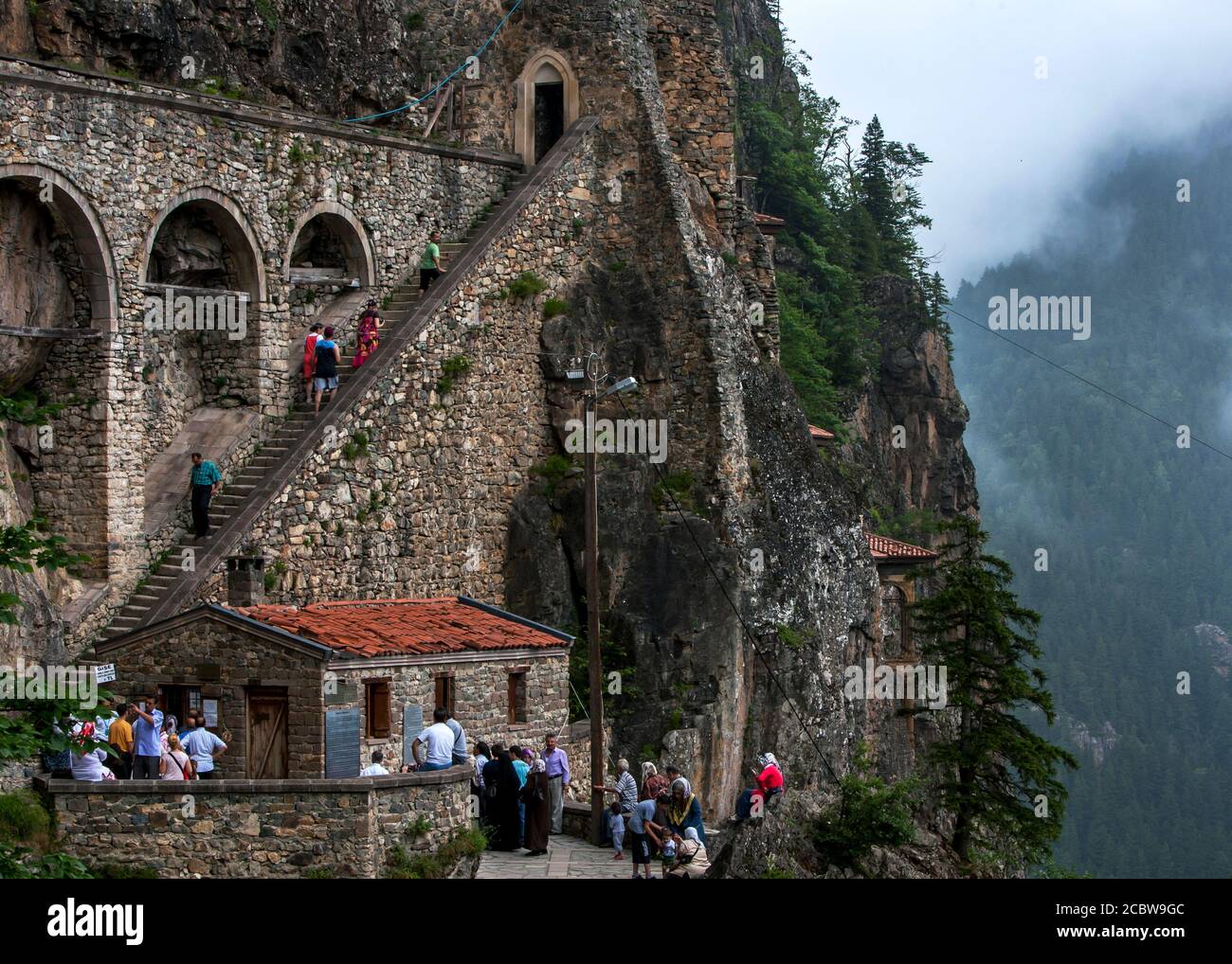 The staircase clinging to the side of a cliff face which leads up to ...